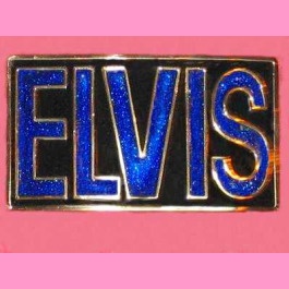 Elvis Glitter Letters Buckle, Black/Blue - Garageland
