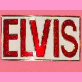 Elvis Glitter Letters Buckle, White/Red - Garageland